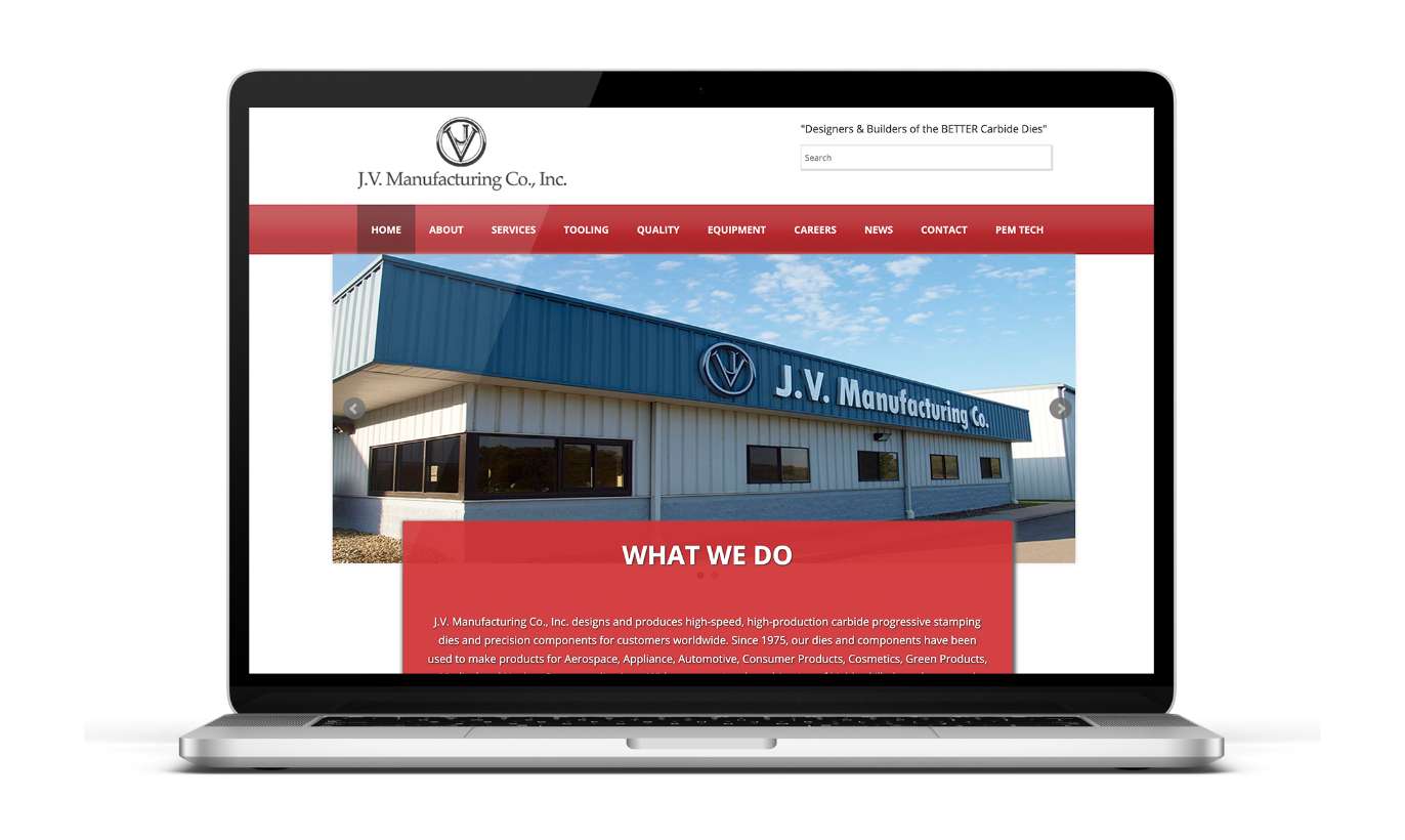 JV Manufacturing - Company Rebrand and Website Development - DOM
